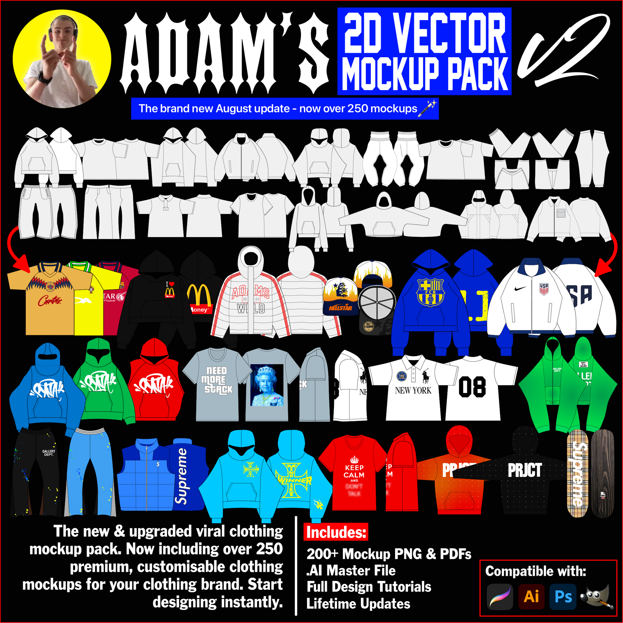 Adam's 250+ Item Clothing Mockup Pack - Start your Clothing Brand Today ...