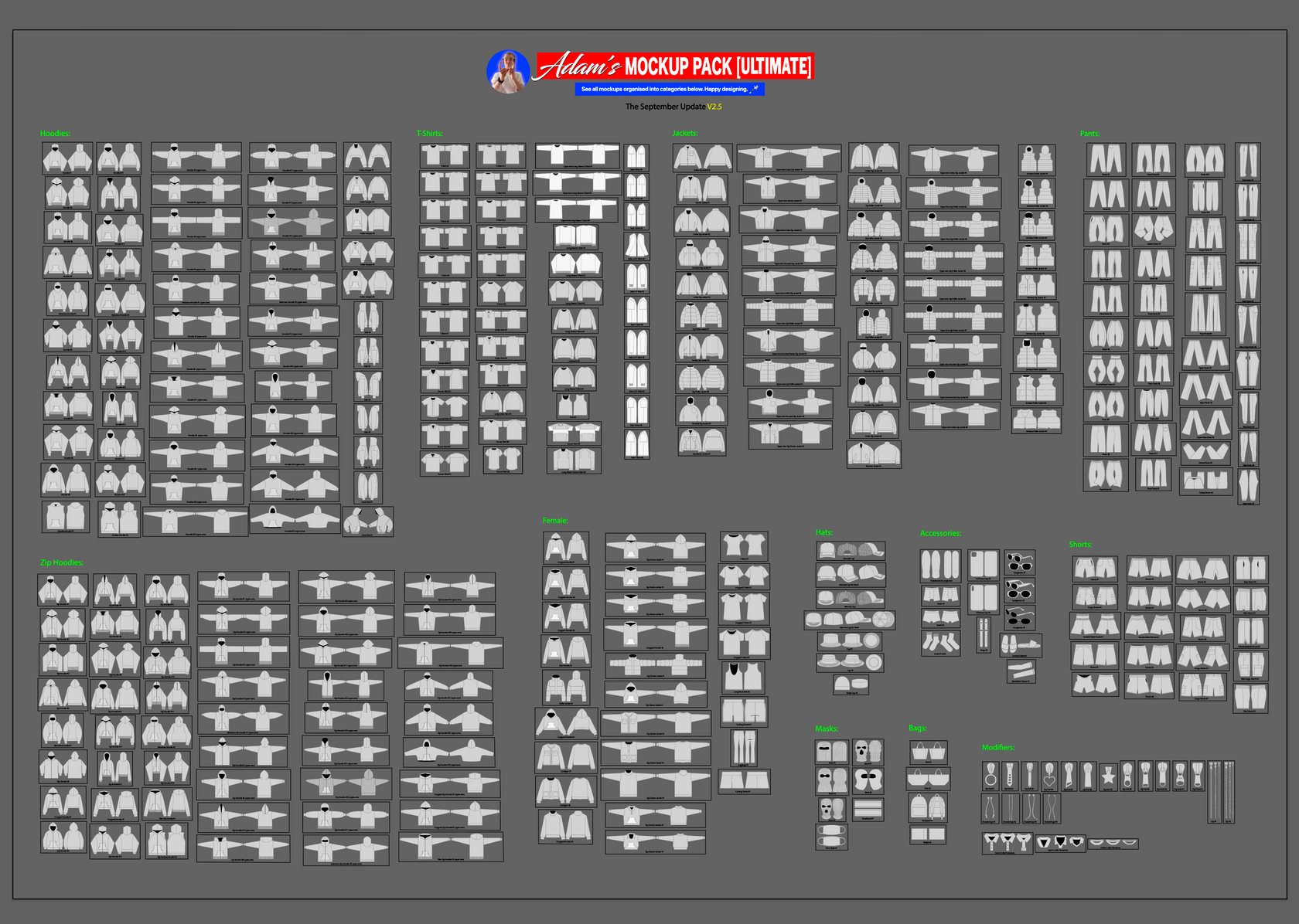 Adam's 350+ Premium Clothing Mockups Pack - Design your Clothing Brand ...