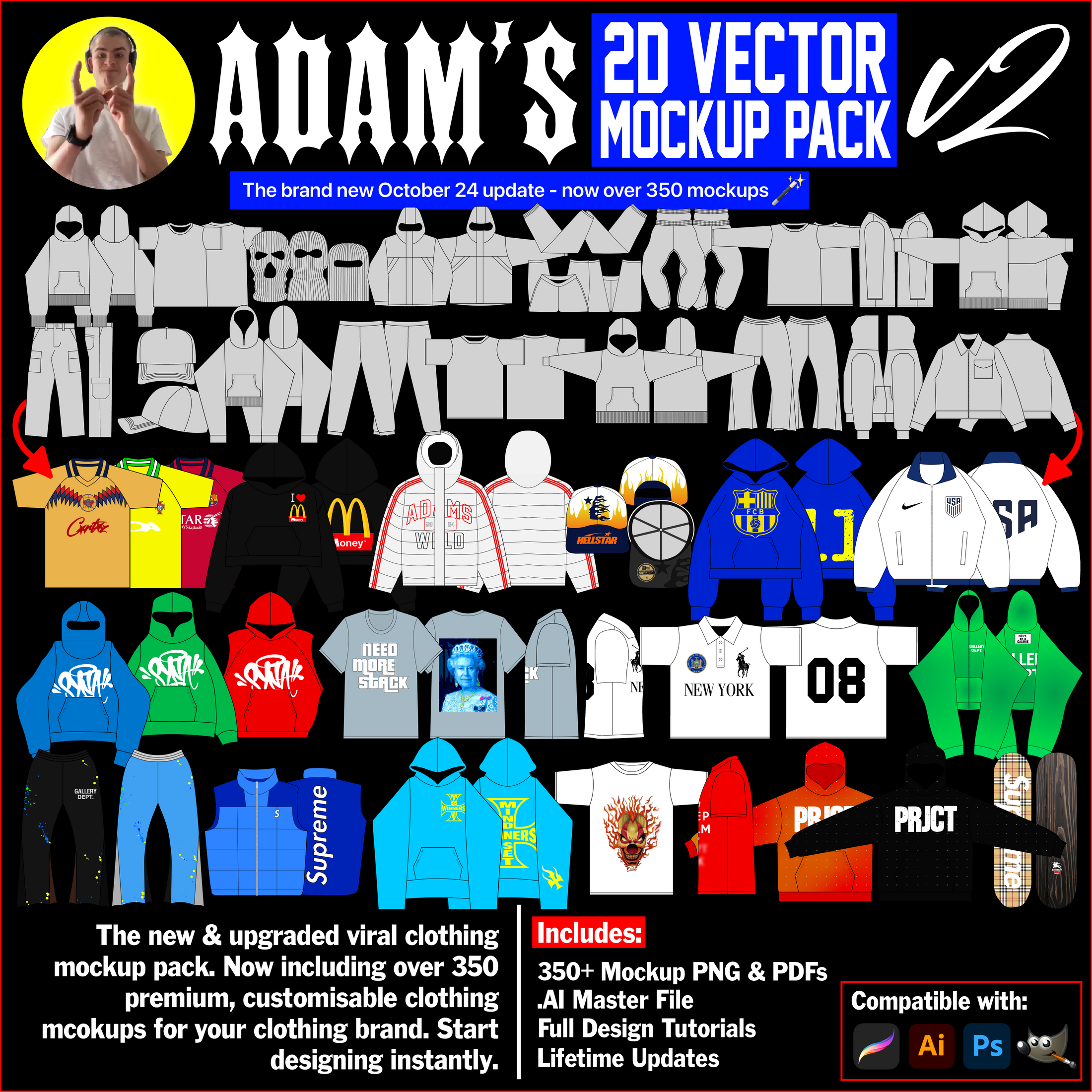 Adam's 350+ Premium Clothing Mockups Pack - Design your Clothing Brand ...